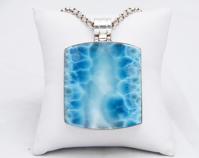 Large Larimar Pendant Translucent Larimar Stone Dominican Handmade ...