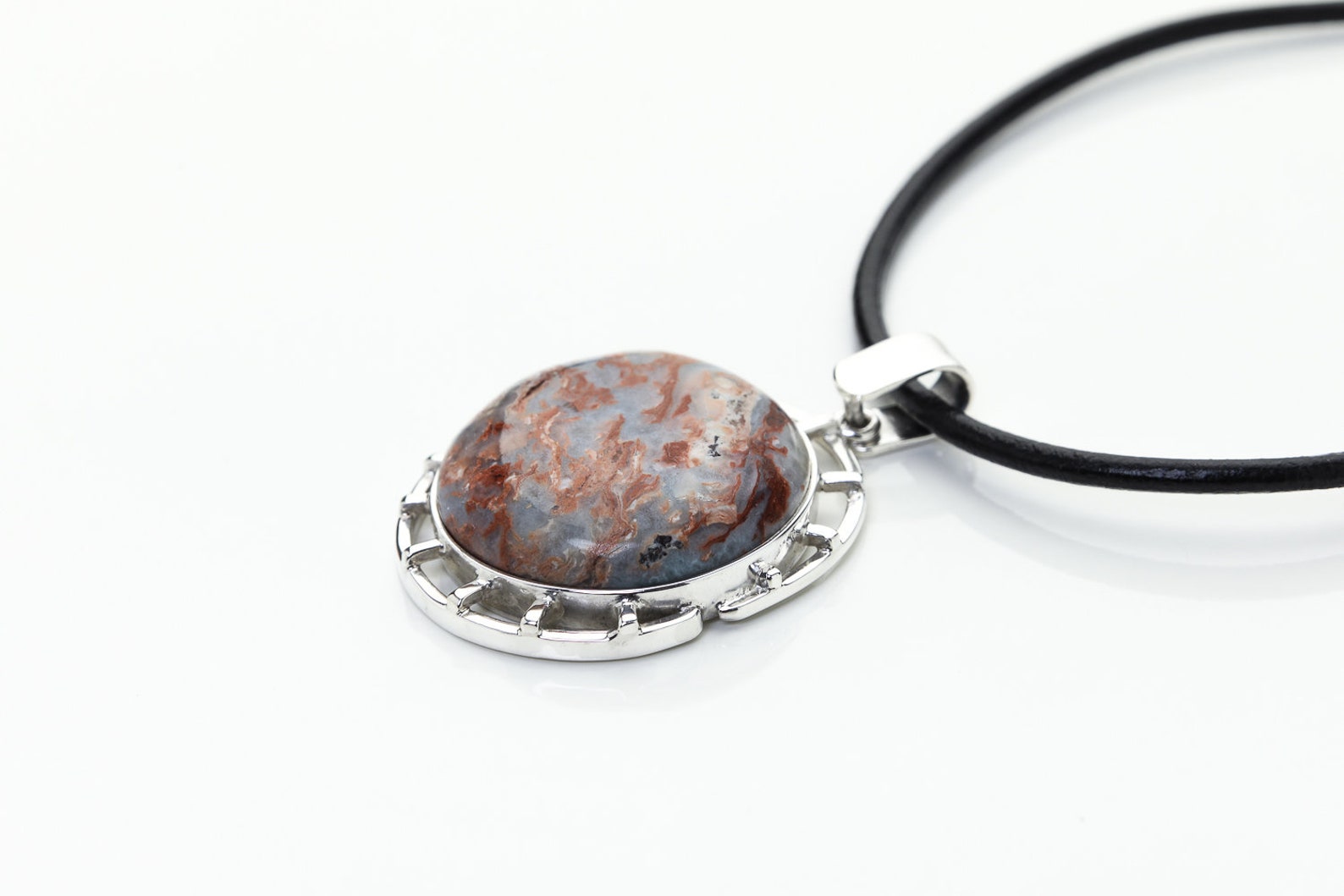 Red Larimar Stone Pendant Adara Stone From Caribbean Round - Etsy