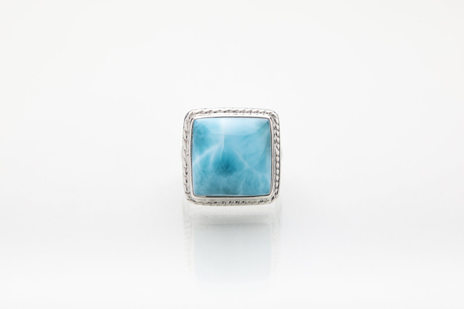 Square Larimar Ring Leia Authentic Larimar Stones From the | Etsy