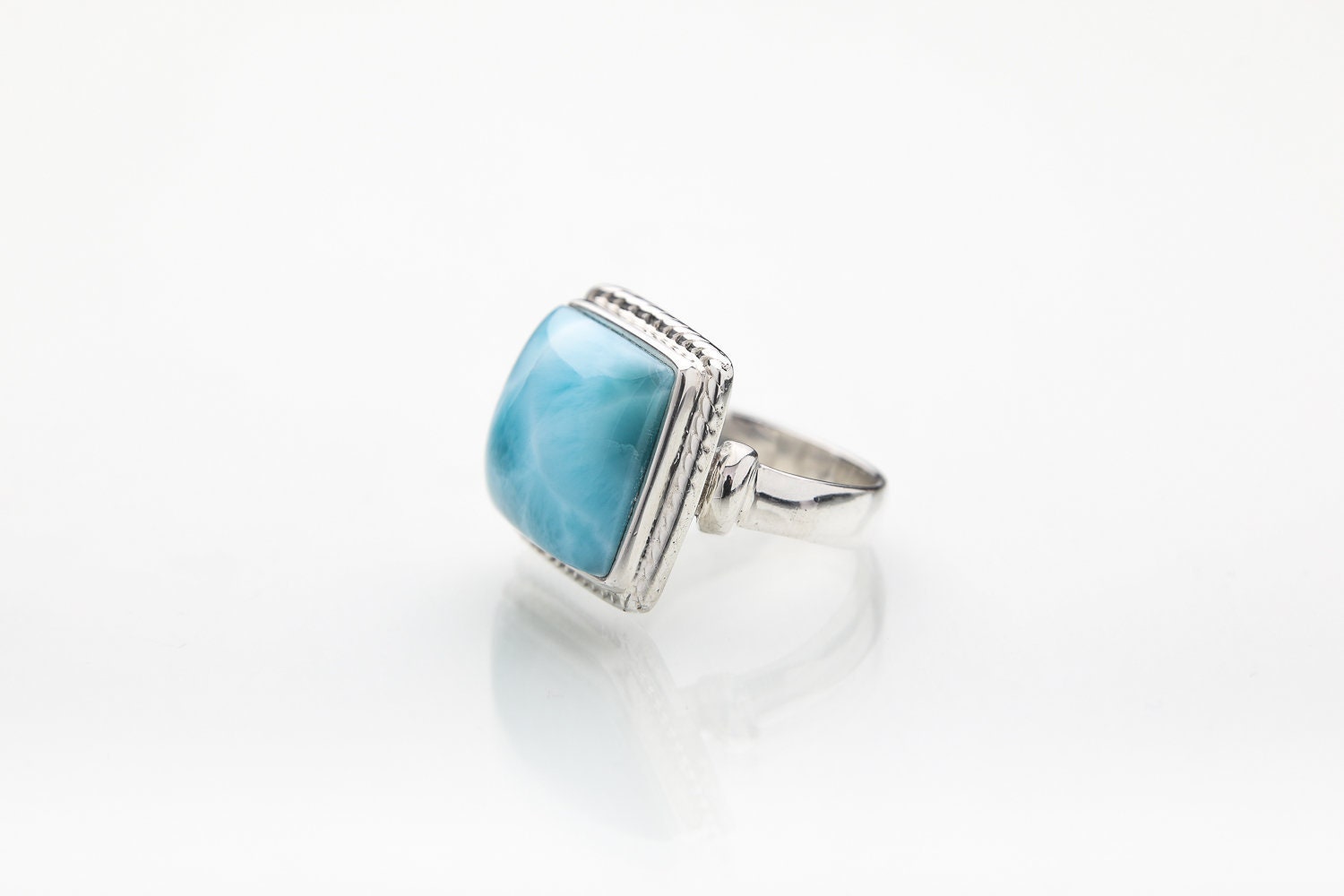 Square Larimar Ring Leia Authentic Larimar Stones From the | Etsy