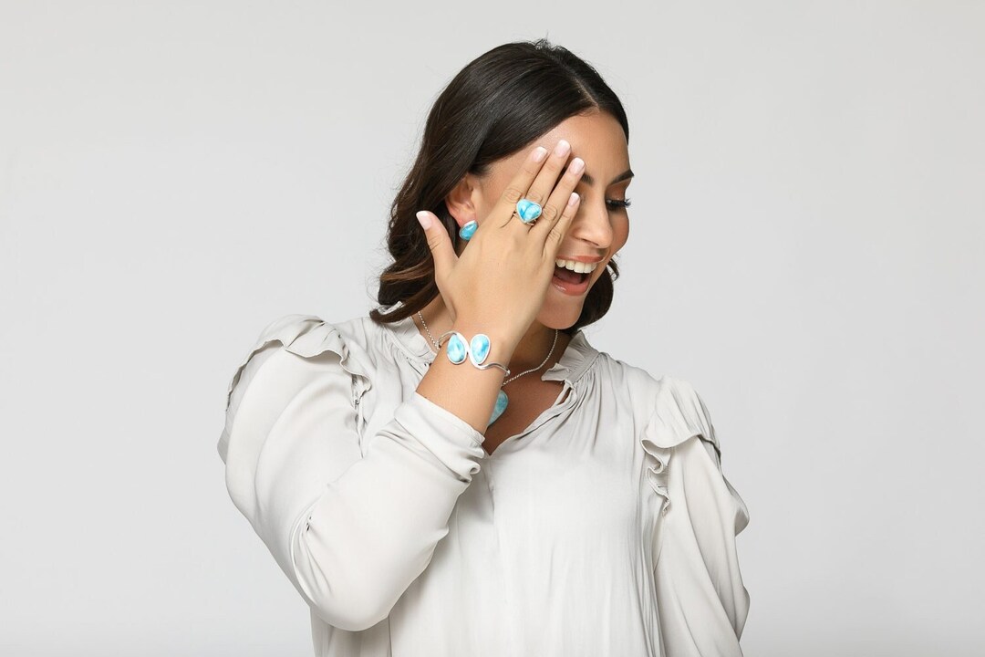 Larimar Cuff Bracelet Witter Twins | Genuine Larimar Stone ...