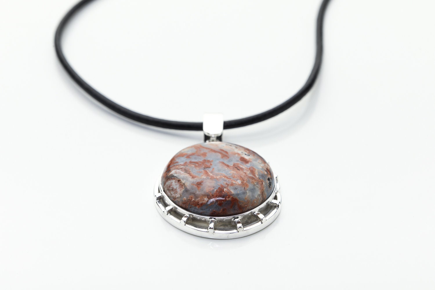 Red Larimar Stone Pendant Adara Stone from Caribbean Round | Etsy