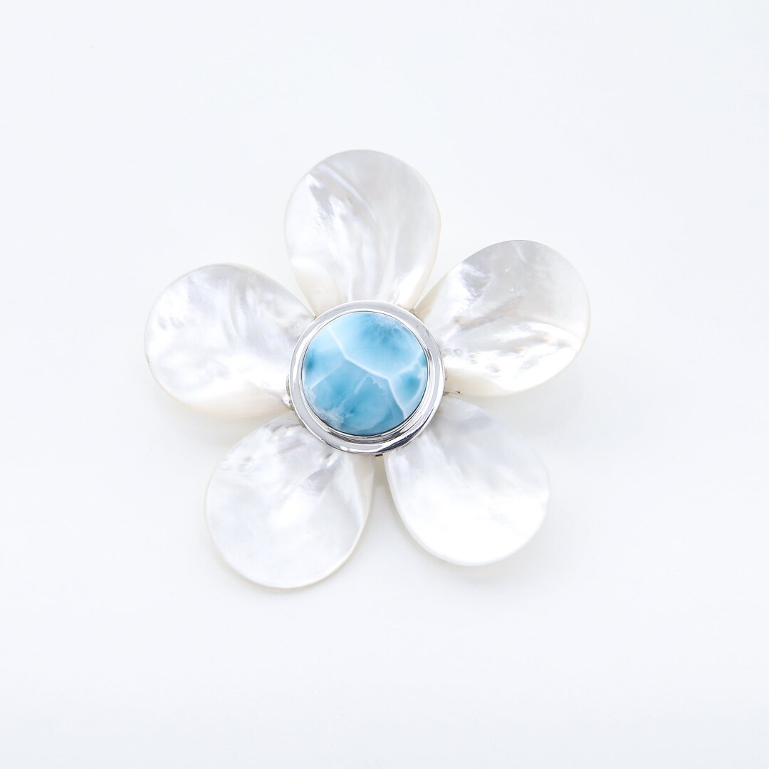 Larimar Brooch Gail | Dominican Stone Jewelry for Women | Handcrafted ...