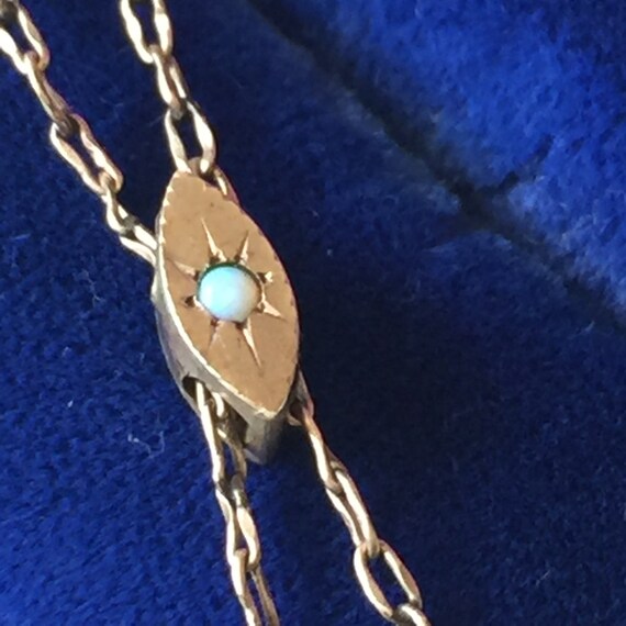 Antique Opal Slide Charm Chain Victorian Edwardian HD… - Gem