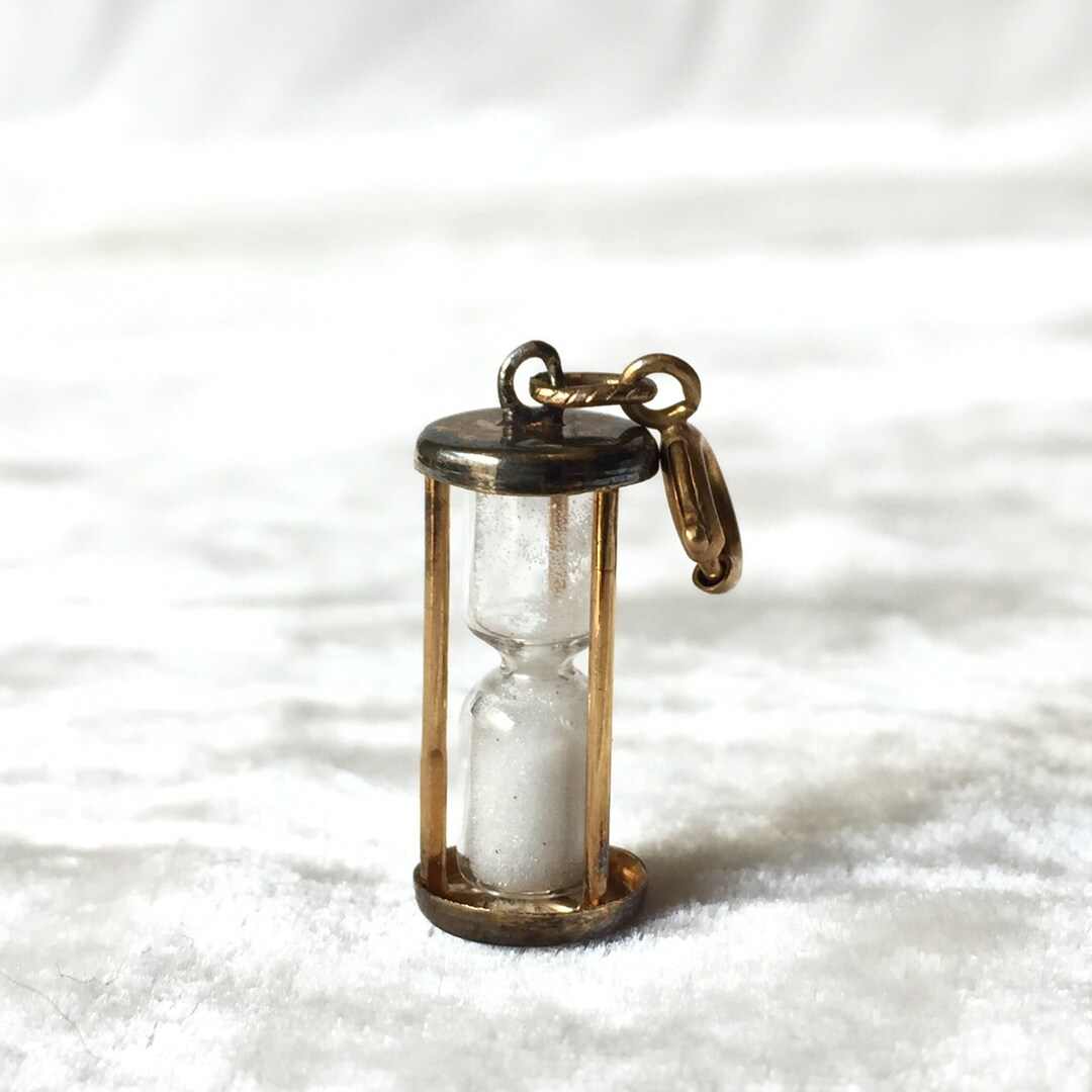 Hourglass Sterling Silver Gold Plated Charm Spring Ring Sand C - Etsy