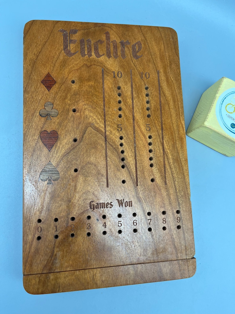 Euchre Wooden Carved Score Keeper, Hand Keeper and Trump Marker With ...