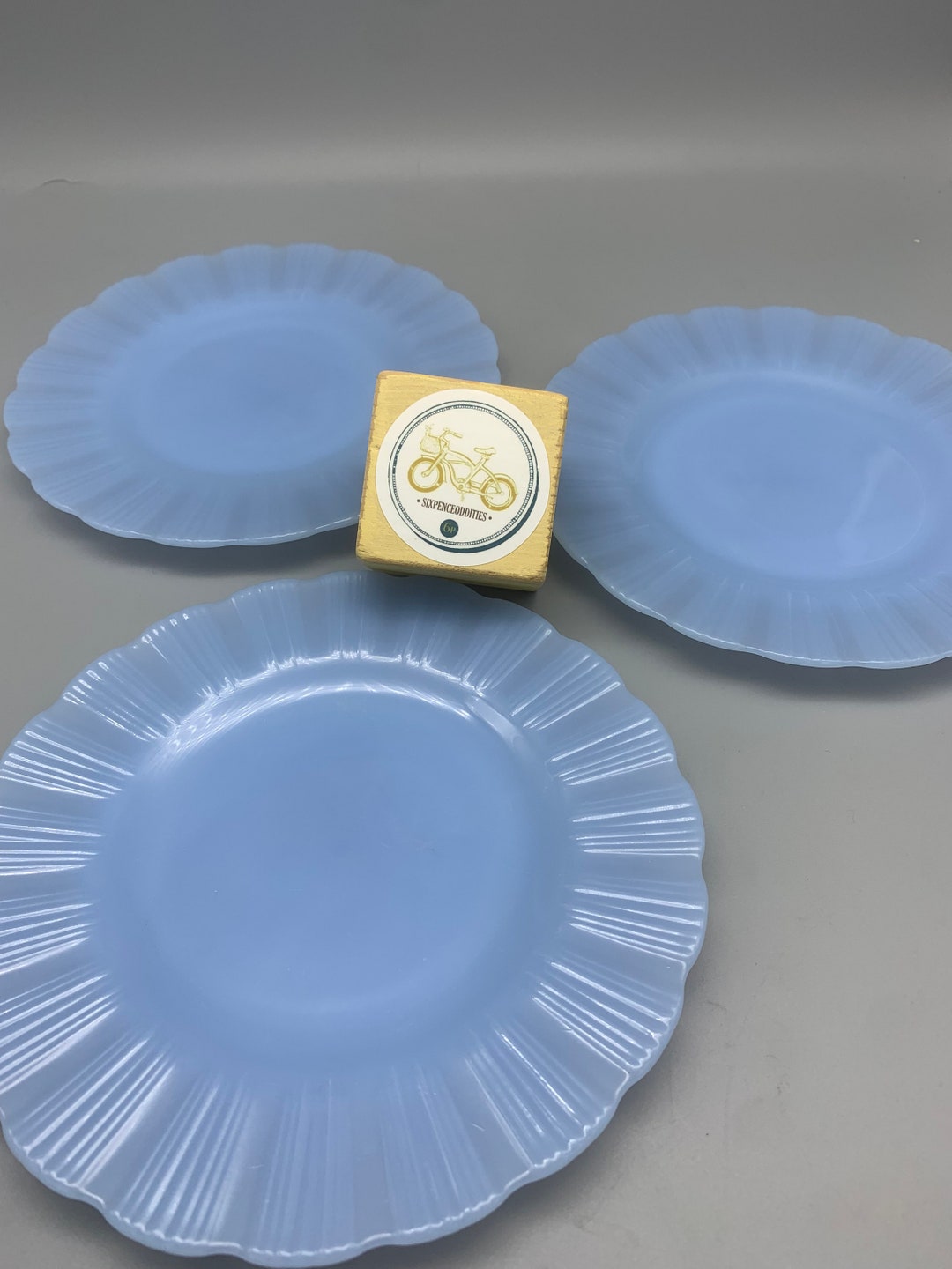 Pyrex Delphite Blue Pie Crust Dessert Plates 3 Pieces 7 Size, Marked ...