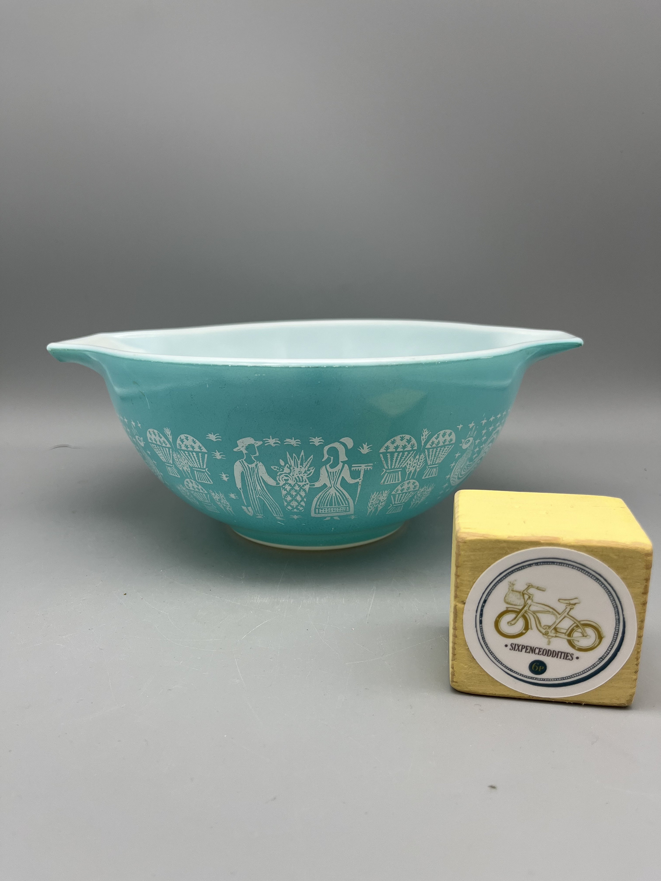 Pyrex Amish Butter Print Cinderella Turquoise and White, Vintage ...