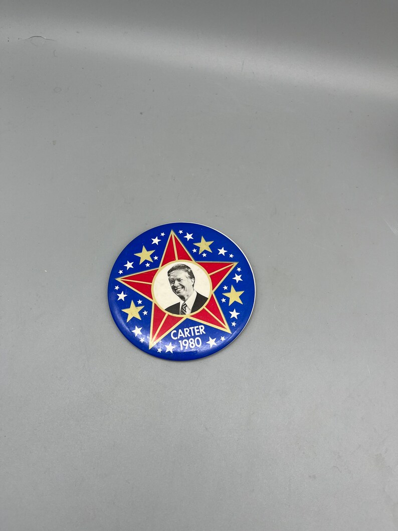 Jimmy Carter Election 1980 Button With Photo and Red Star With Blue ...
