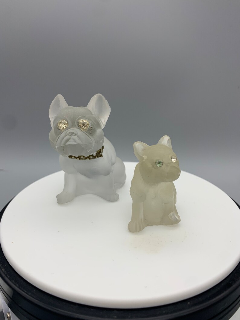 Westmoreland Frosted Glass French Bulldog Figurines With Rhinestone ...