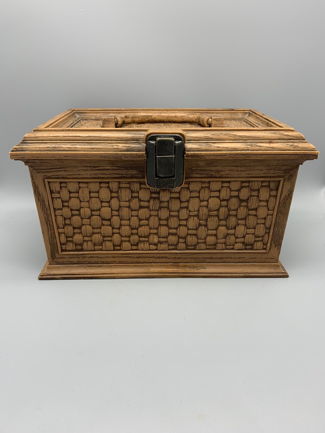 Lerner Basket Weave Sewing Box Storage- Craft Box With Organizational ...