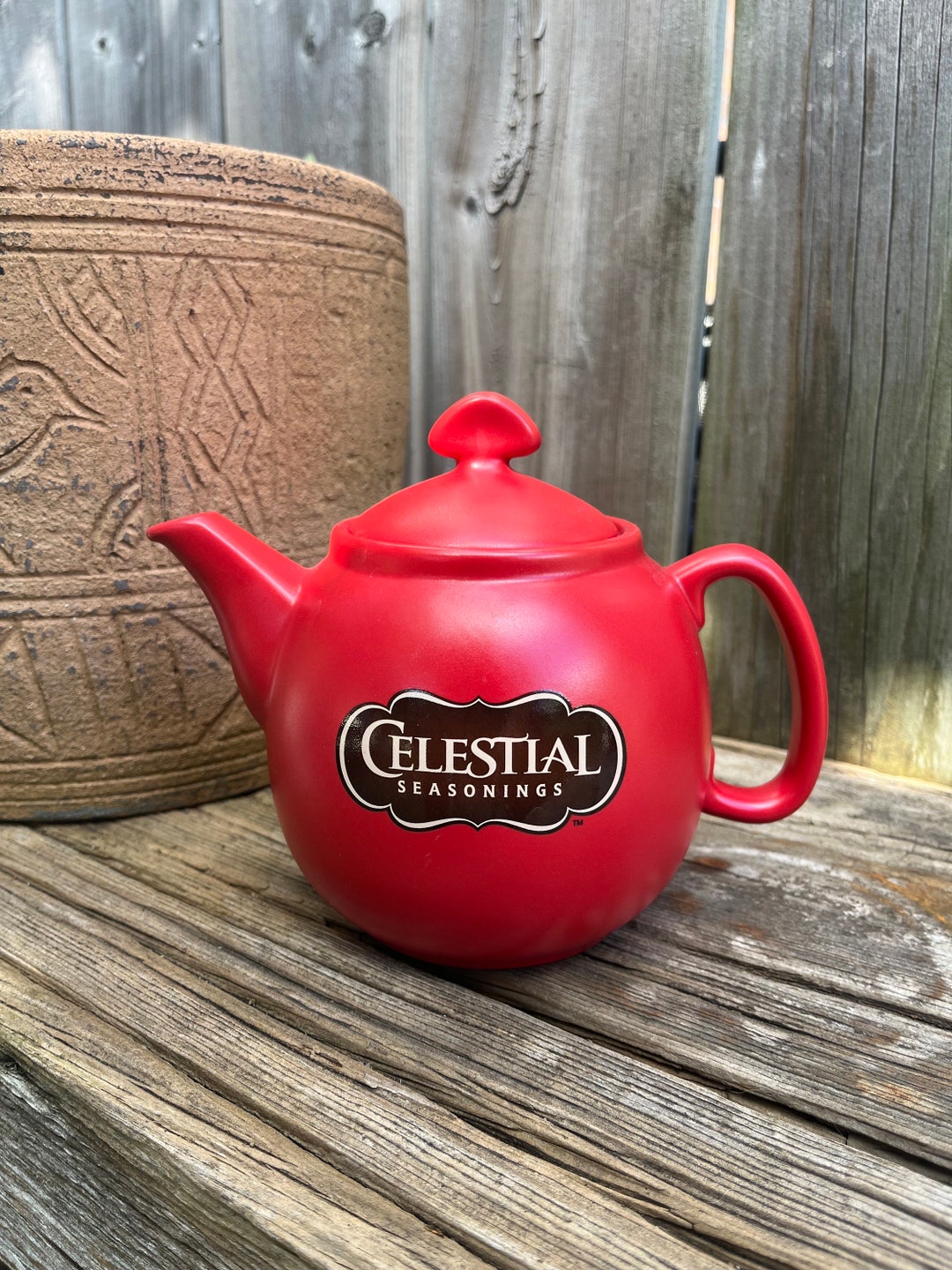 Celestial Seasons Branded Red Individual Teapot With Lid, Chantal 3 Cup ...