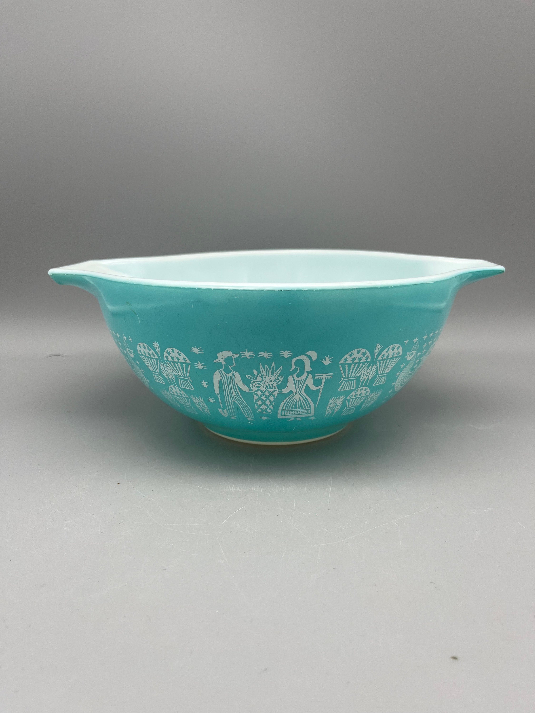 Pyrex Amish Butter Print Cinderella Turquoise and White, Vintage ...