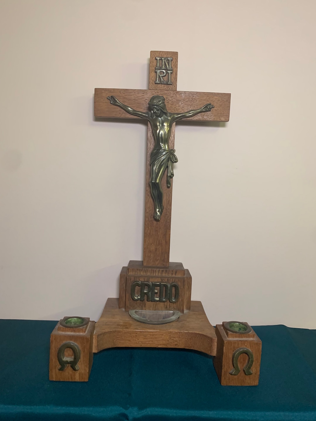 Vintage Tabletop Crucifix Holy Water Font, Vintage, Germany, CREDO ...