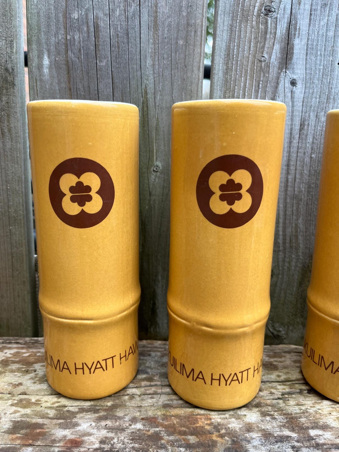 Tiki Bamboo Souvenir Tumblers Kuilima Hyatt Hawaii Barware, DAGA Hawaii ...