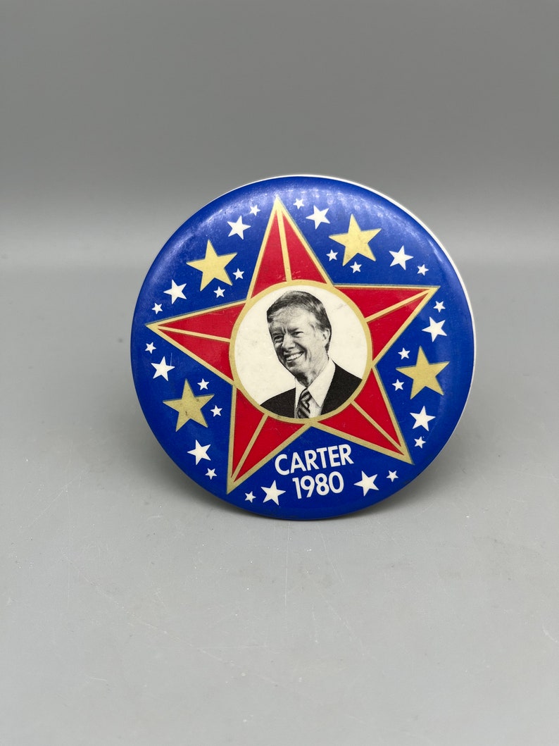 Jimmy Carter Election 1980 Button With Photo and Red Star With Blue ...