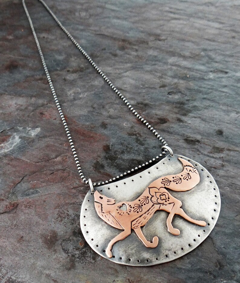 Running Fox Hand Forged Pendant Fox Talisman Sterling - Etsy