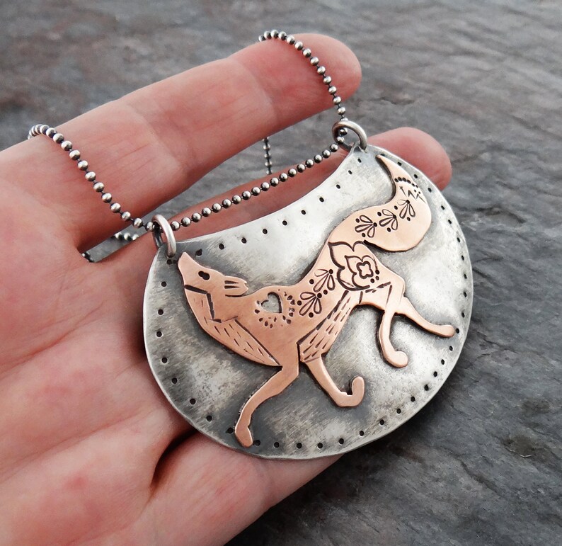 Running Fox Hand Forged Pendant Fox Talisman Sterling - Etsy