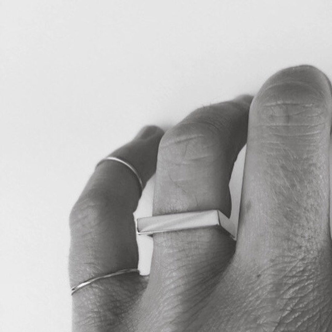 Sterling Silver Square Ring Modern Silver Stacking Ring - Etsy