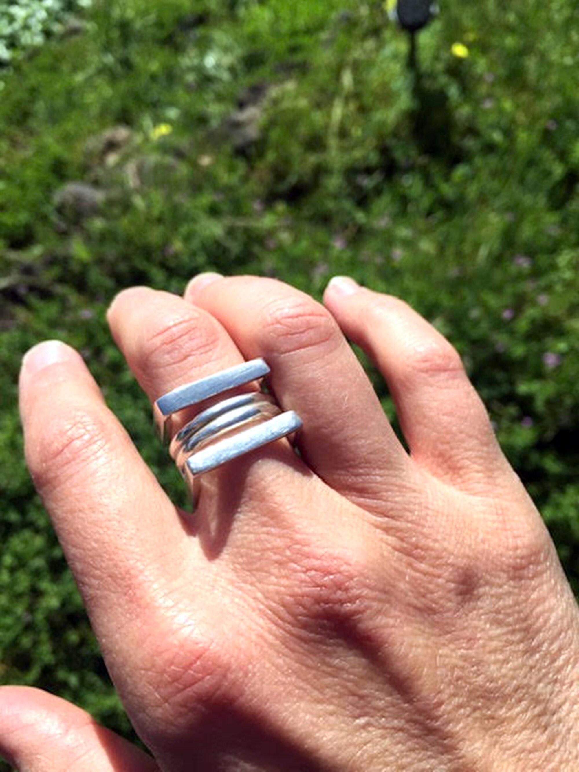 Silver Ring With Attached Square, Modern Stacking Ring, Geometric ...