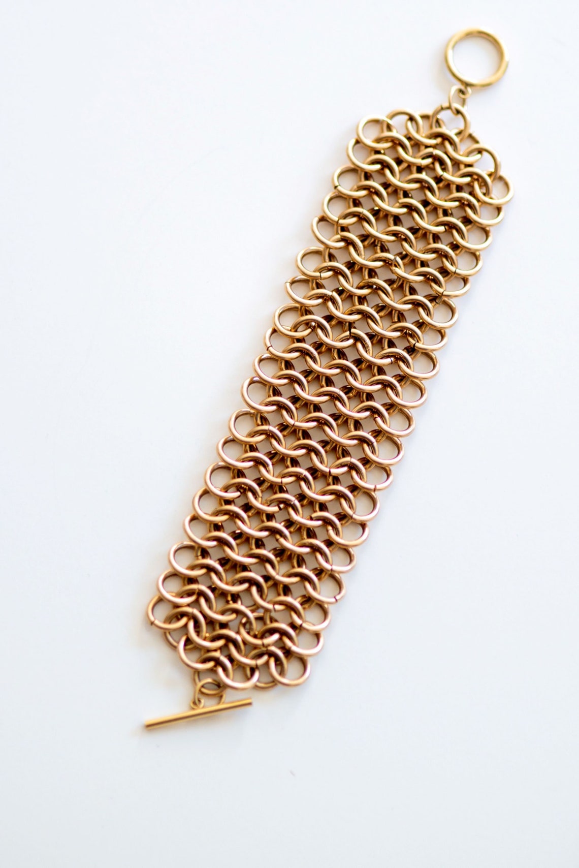 Wide Gold Chainmail Bracelet, Gold Mesh Cuff, Chainmaille Bracelet ...