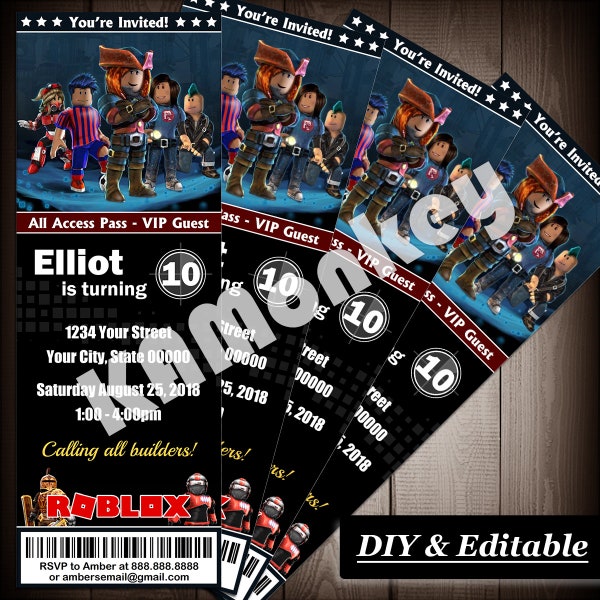 Roblox Ticket Invitations - Etsy Israel