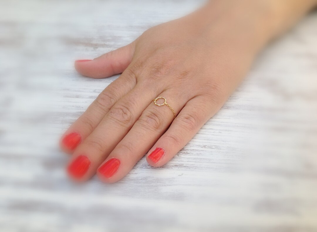 Gold Ring Chain Ring Circle Ring 14k Gold Filled Dainty - Etsy