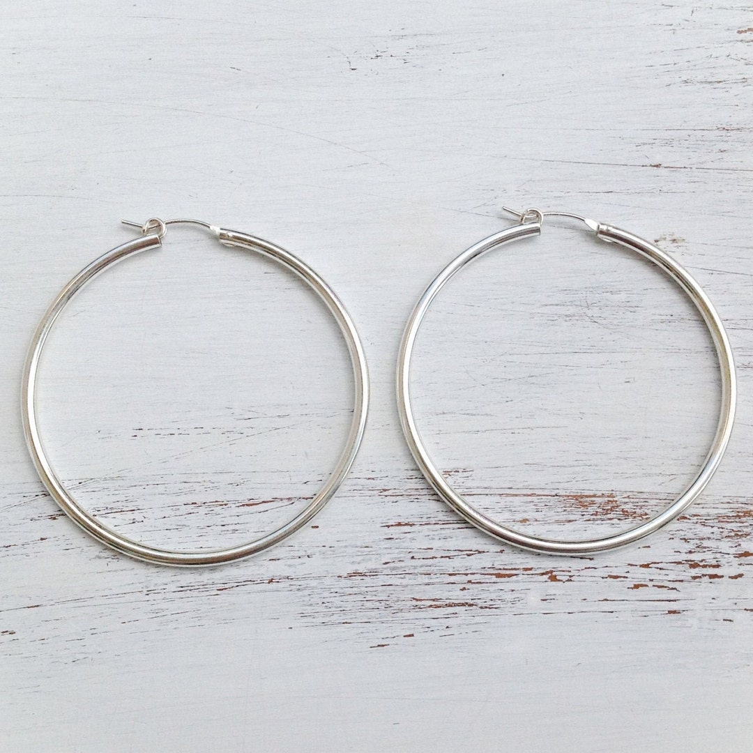 Sterling Silver Hoop Earrings,large Silver Hoops,dainty Hoop Earrings ...