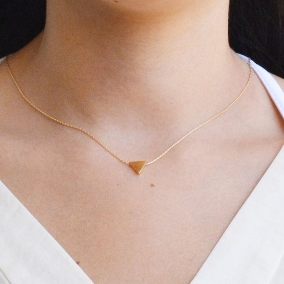 Triangle Necklace gold Necklace triangle Gold Necklace geometric Necklace delicate Necklace simple Minimalist Gold Filled or Sterling Silver Etsy