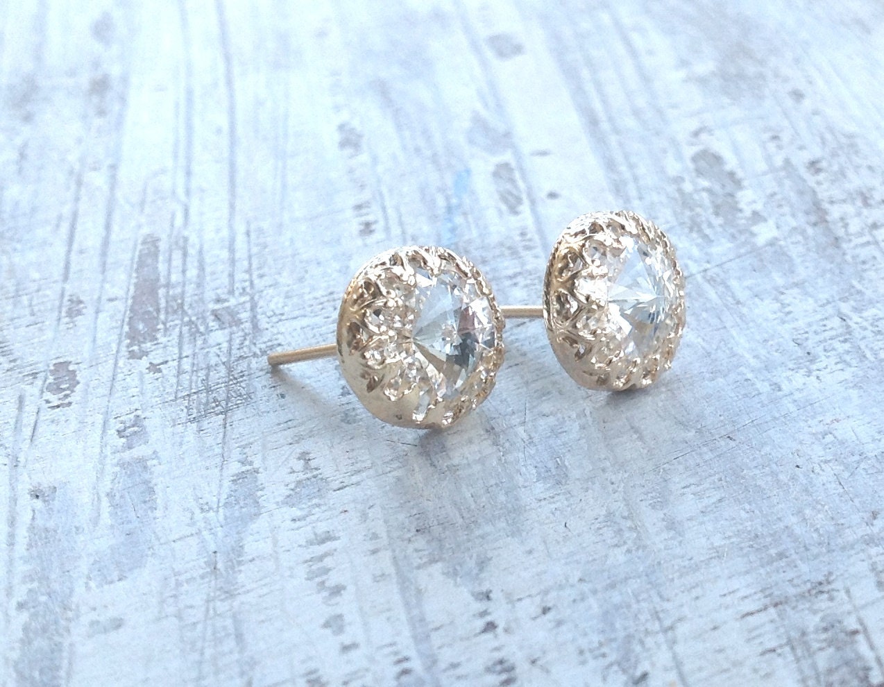 Gold Earrings Crystal Stud Earrings Stud Earrings Classic - Etsy Israel