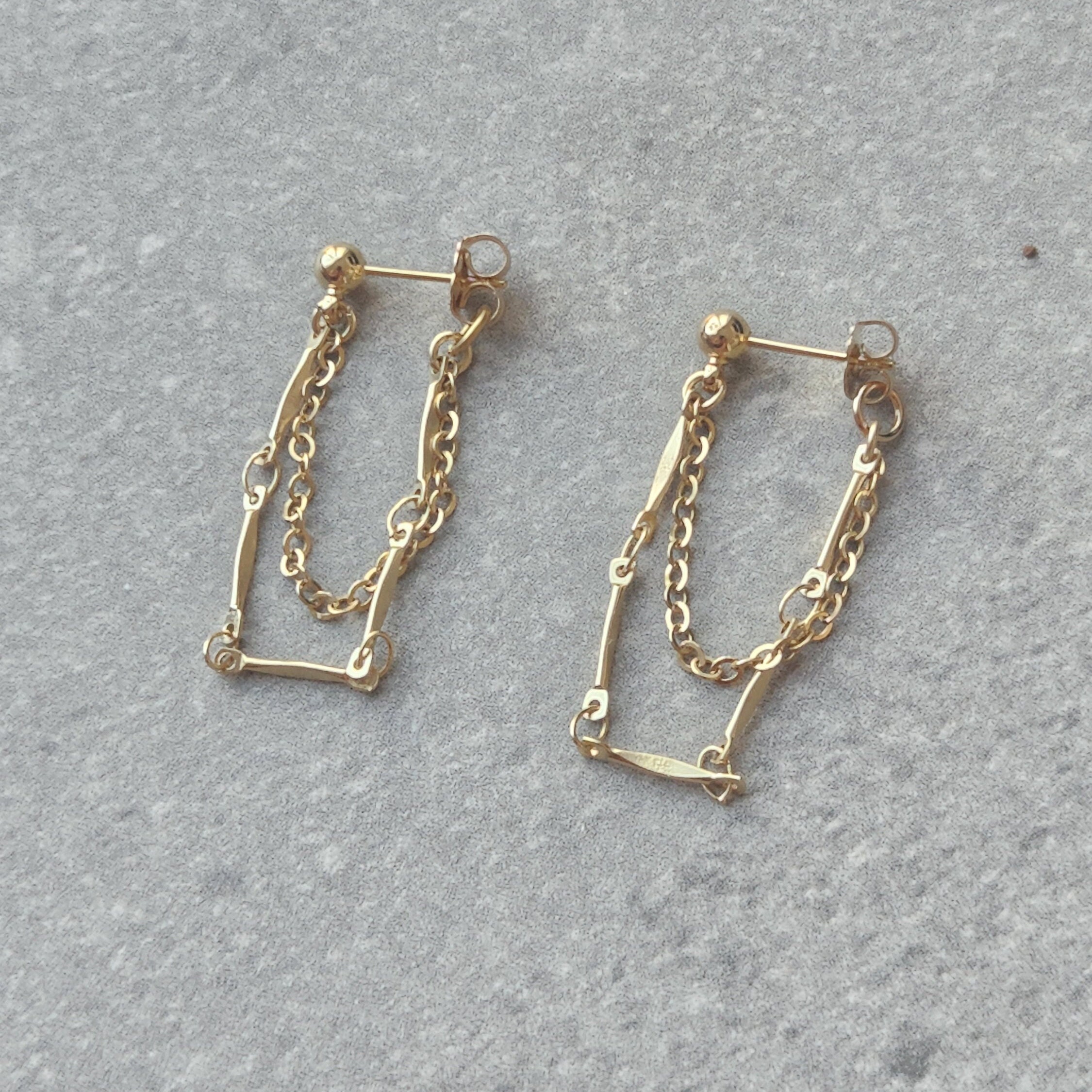 Dainty Chain Earring, Chain Stud Earrings, Minimalist Chain Earring ...