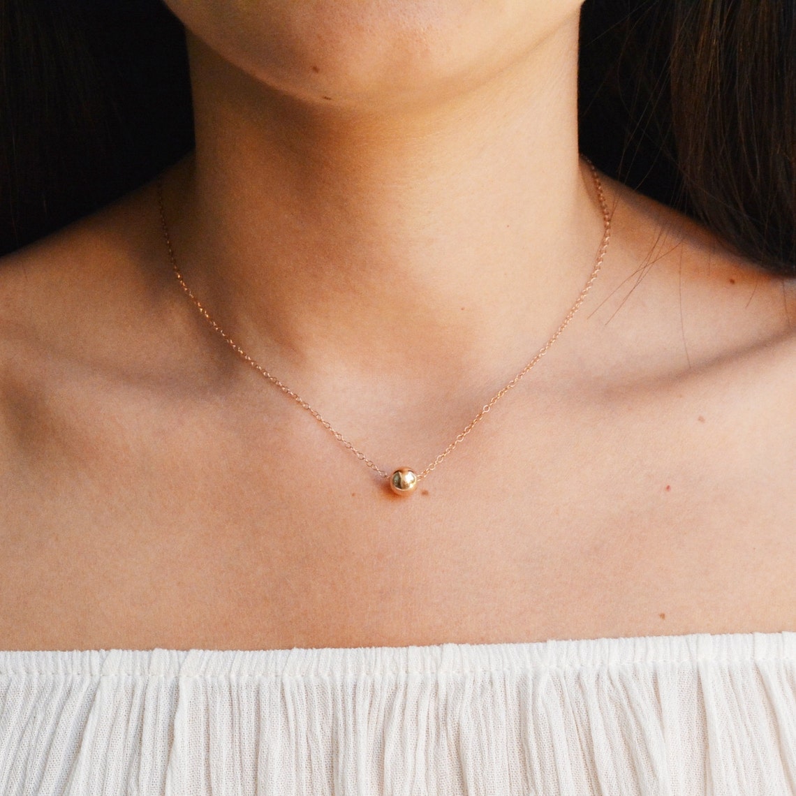 Gold Ball Necklacetiny Gold Ball Necklacesingle Gold Ball - Etsy