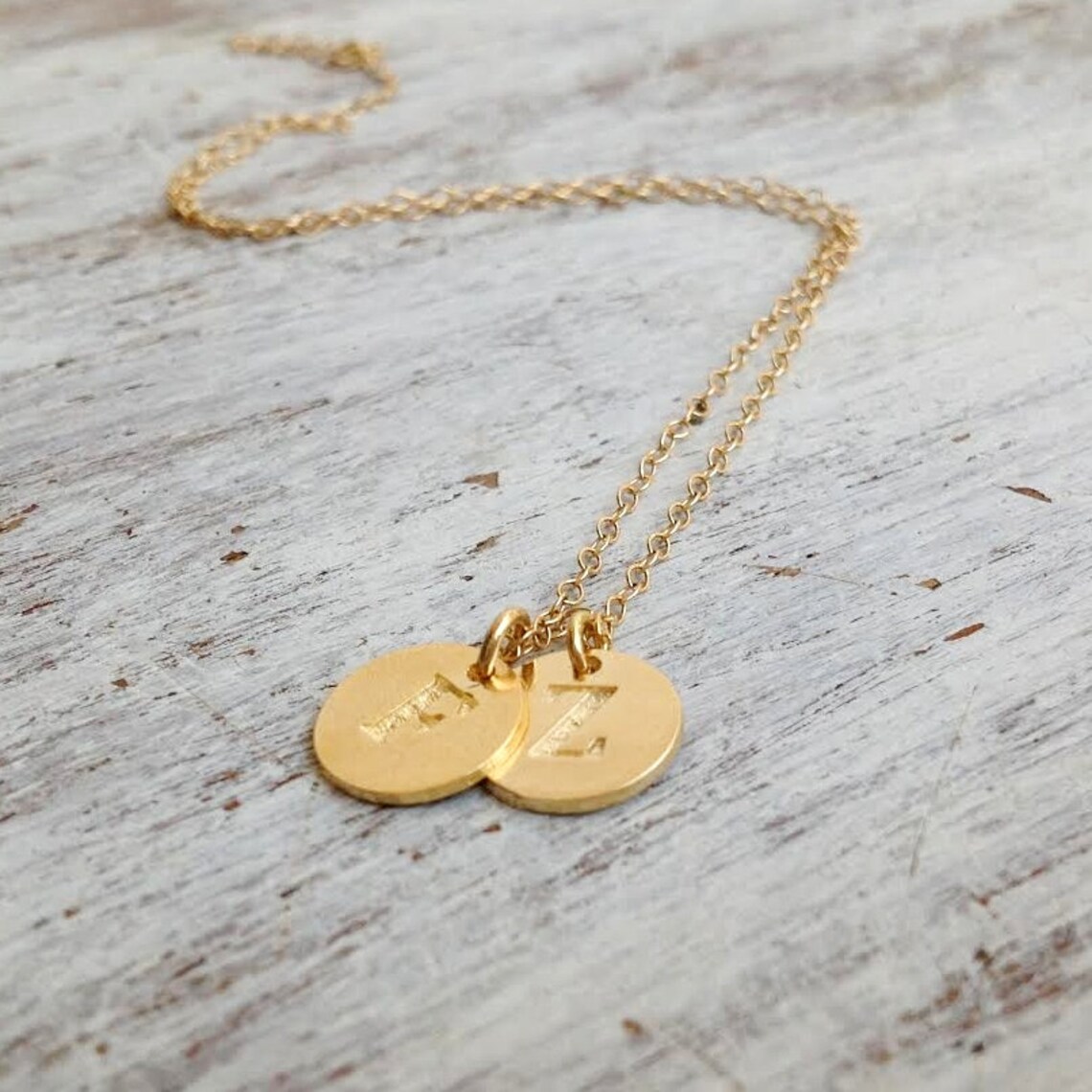 Personalized Initial Necklace, Gold Disc Initial Necklace, Bridesmaid ...