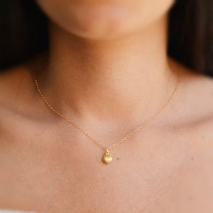 Gold Necklace, Shell Necklace, Small Necklace, Tiny Pendant, Gold ...