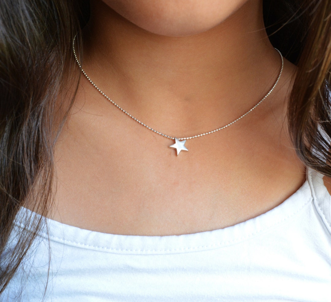 Star Necklace,star Charm Necklace,sterling Silver Star,dainty Necklace ...