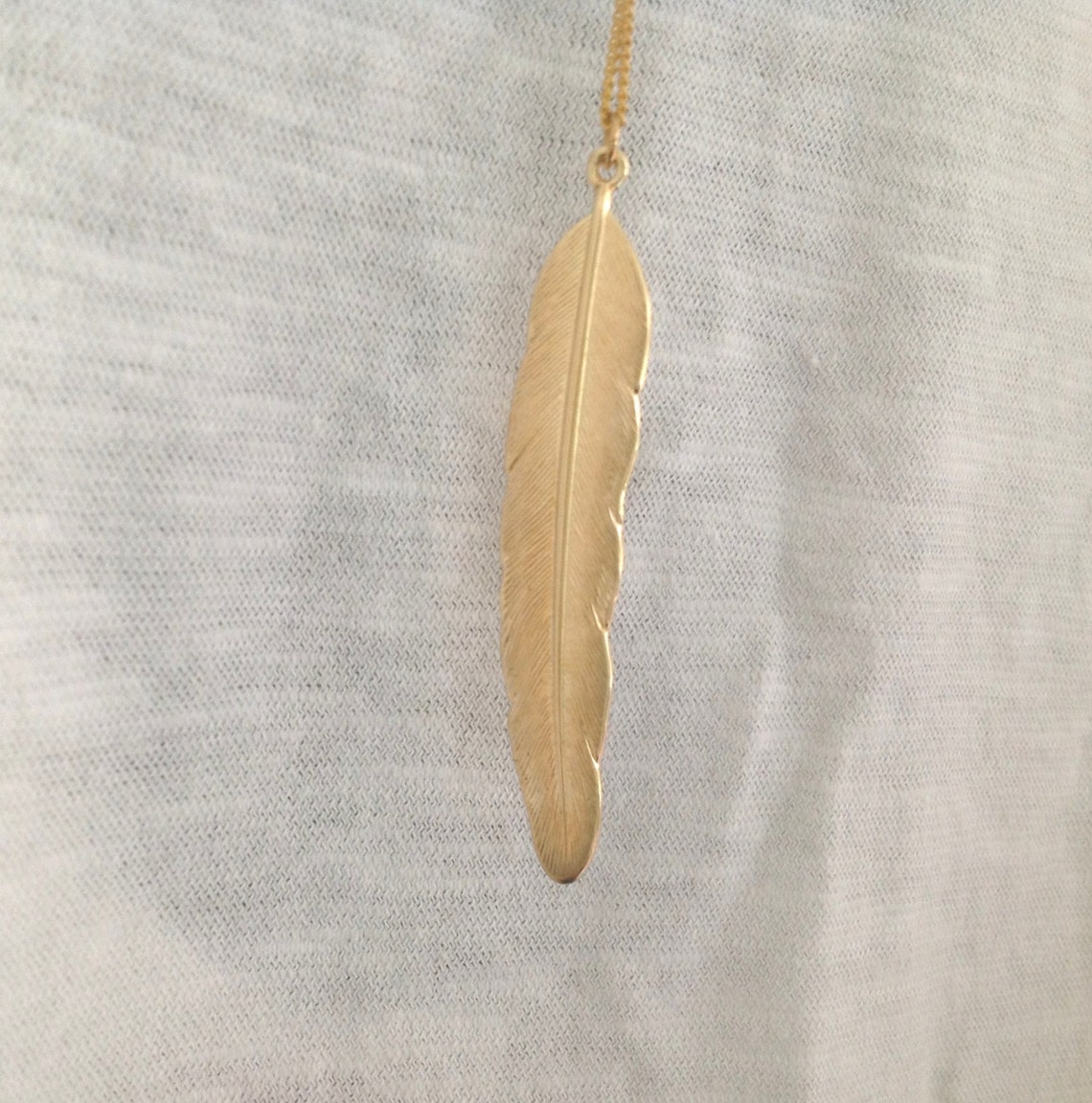Long Necklace,gold Necklace, Long Feather Necklace, Everyday Necklace ...