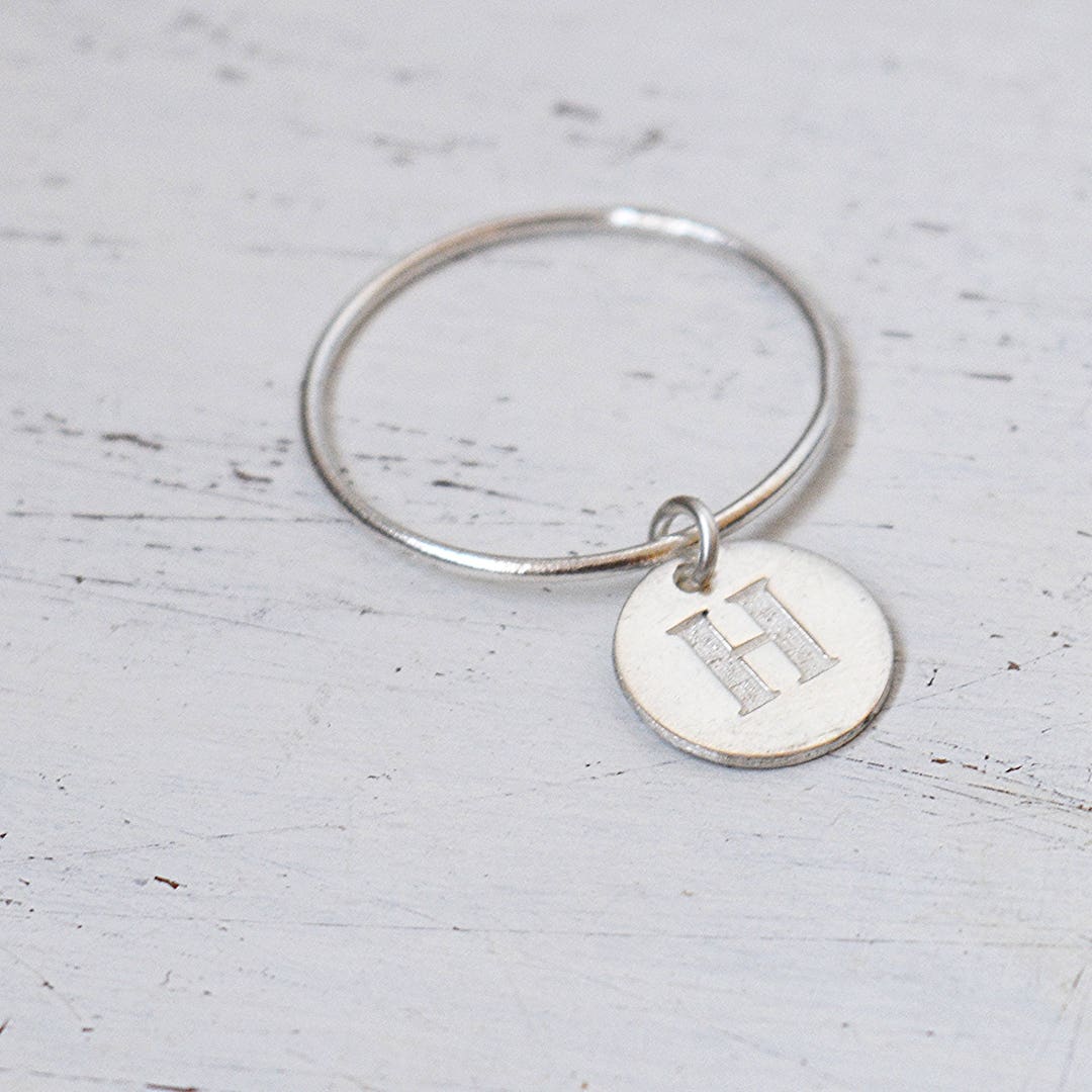 Sterling Silver Initial Ring,initial Disc Ring,gold Initial Ring ...