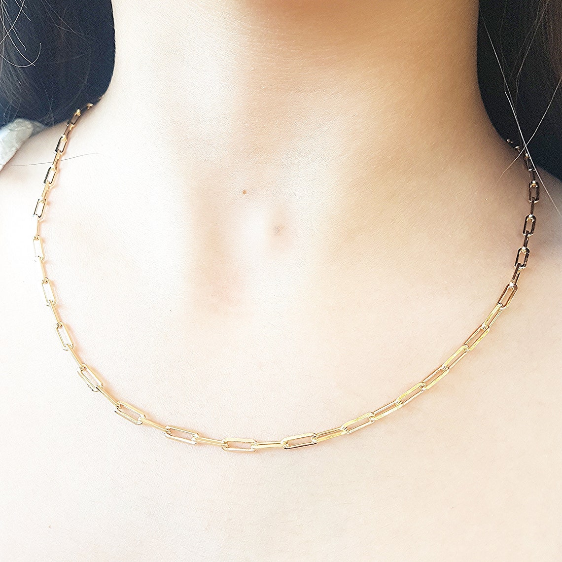Gold Chain Necklaceminimalist Chain Link Necklacelayering | Etsy