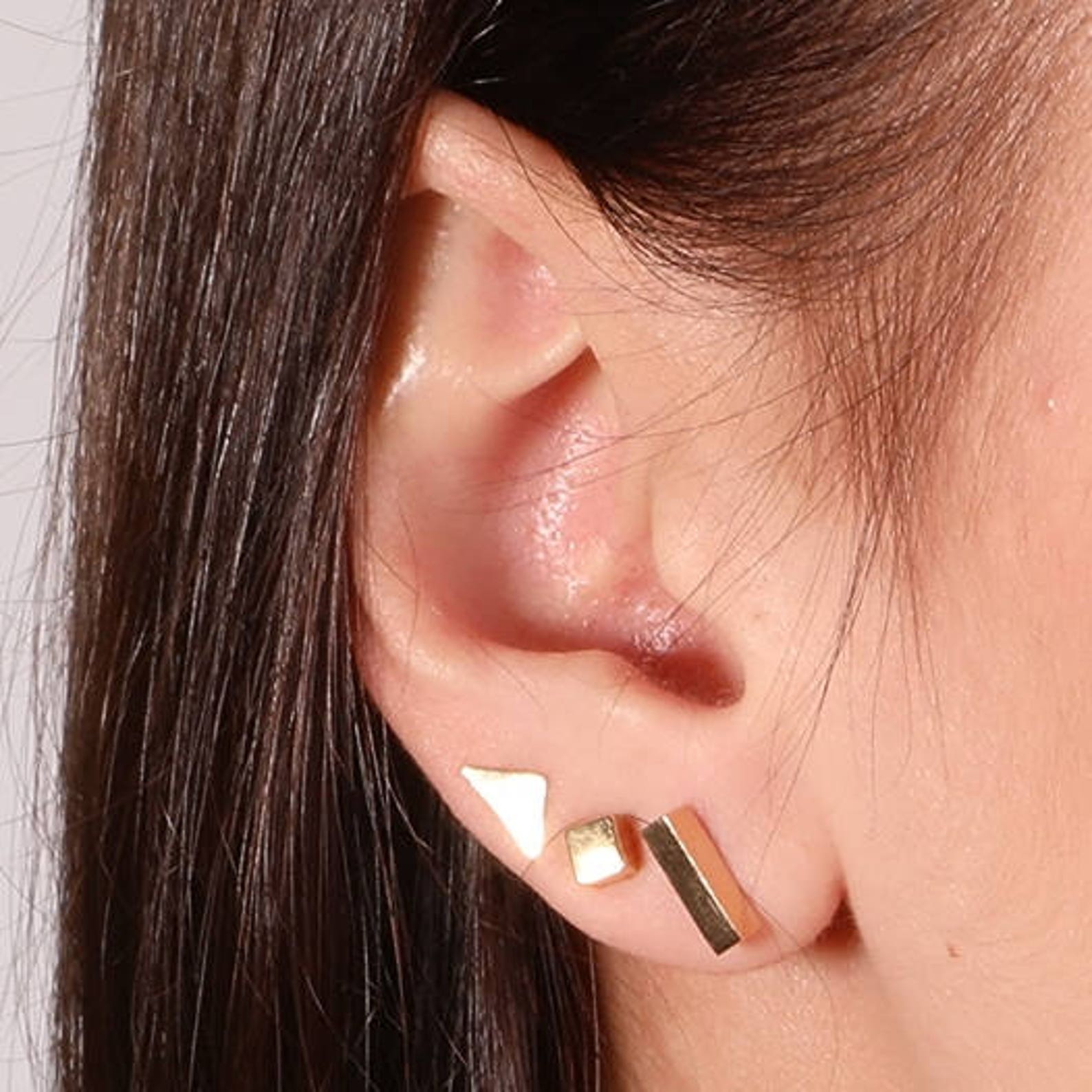 Mix and Match Stud Earrings,small Earring Set of 3,gold Stud Earring ...