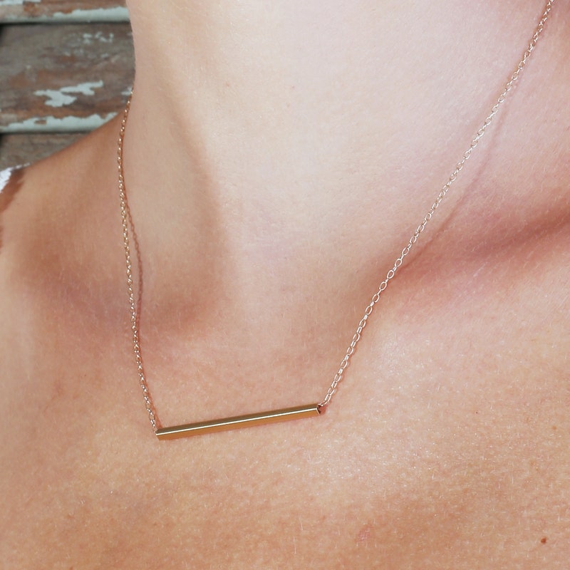 Gold Bar Necklace - Etsy