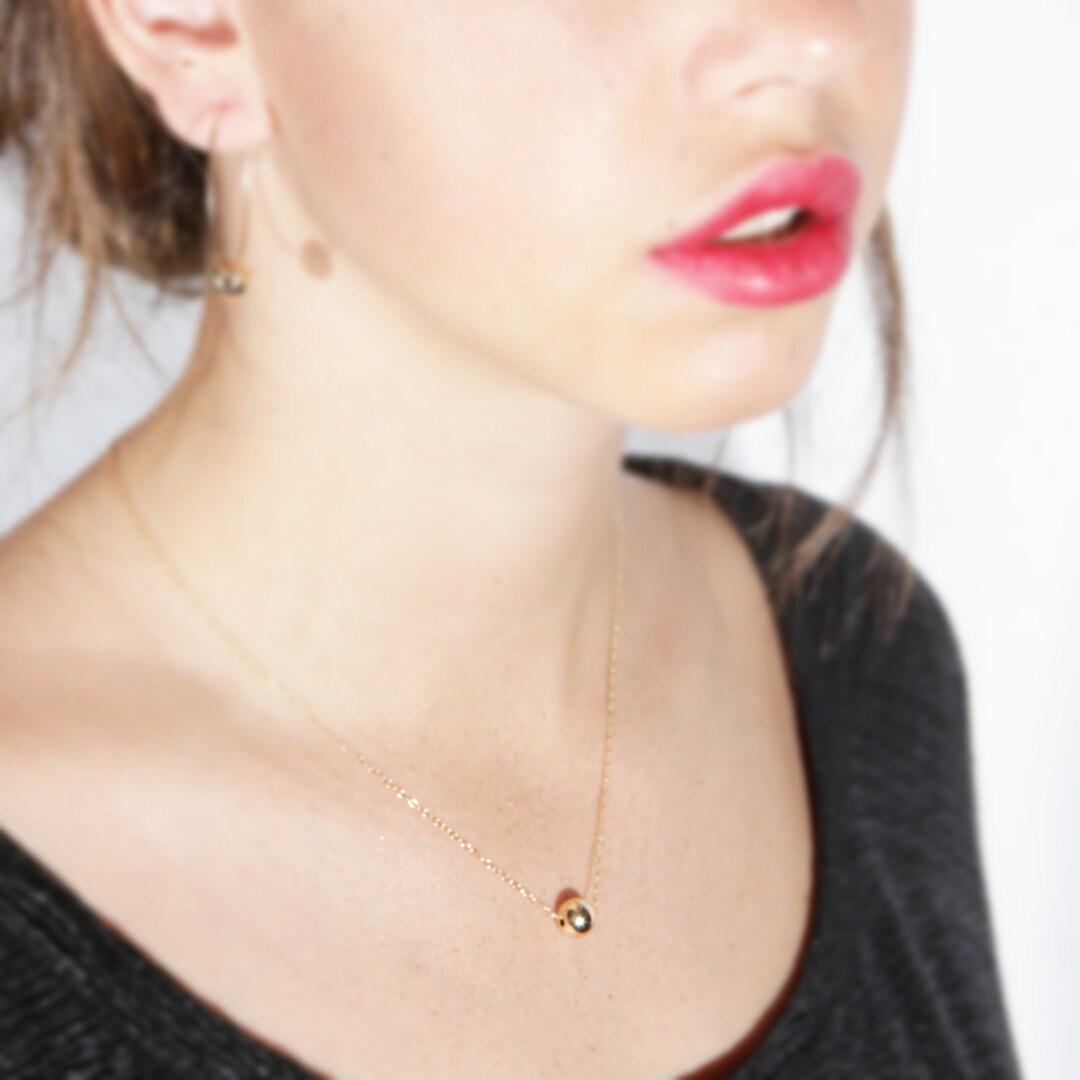 Gold Ball Necklace,tiny Gold Ball Necklace,single Gold Ball Necklace ...