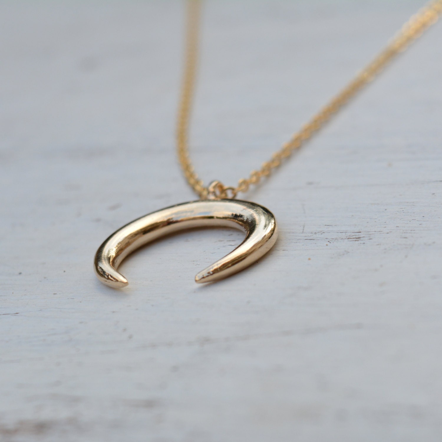 Horn NecklaceGold Horn NecklaceMoon NecklaceDouble Horn | Etsy