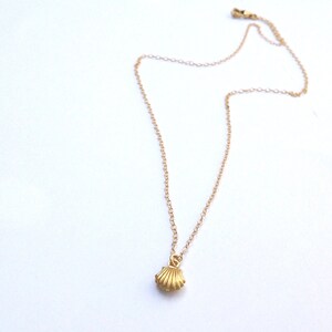 Gold Necklace, Shell Necklace, Small Necklace, Tiny Pendant, Gold ...