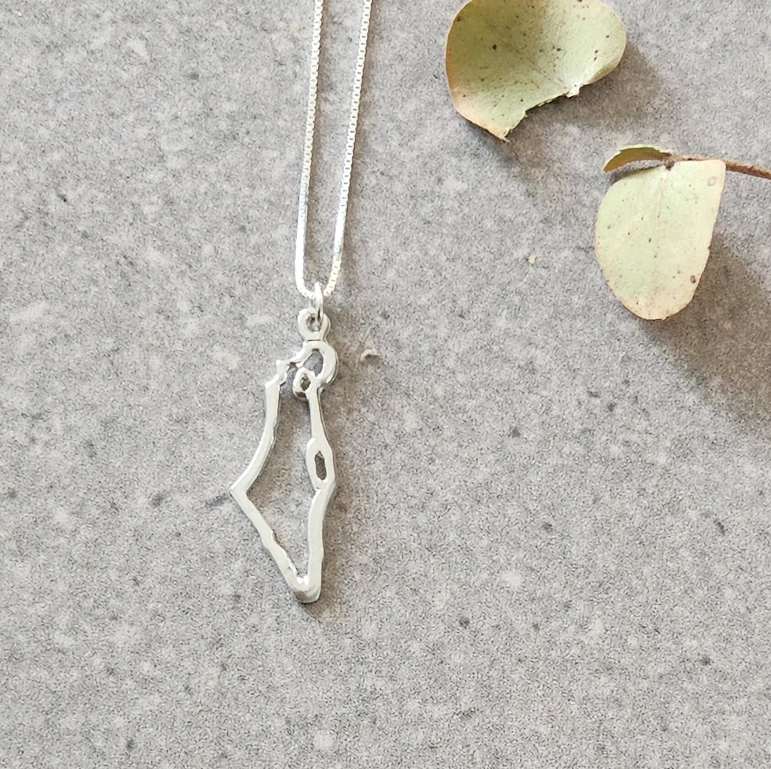 Map of Israel Necklace, Sterling Silver Israel Necklace, Holy Land ...