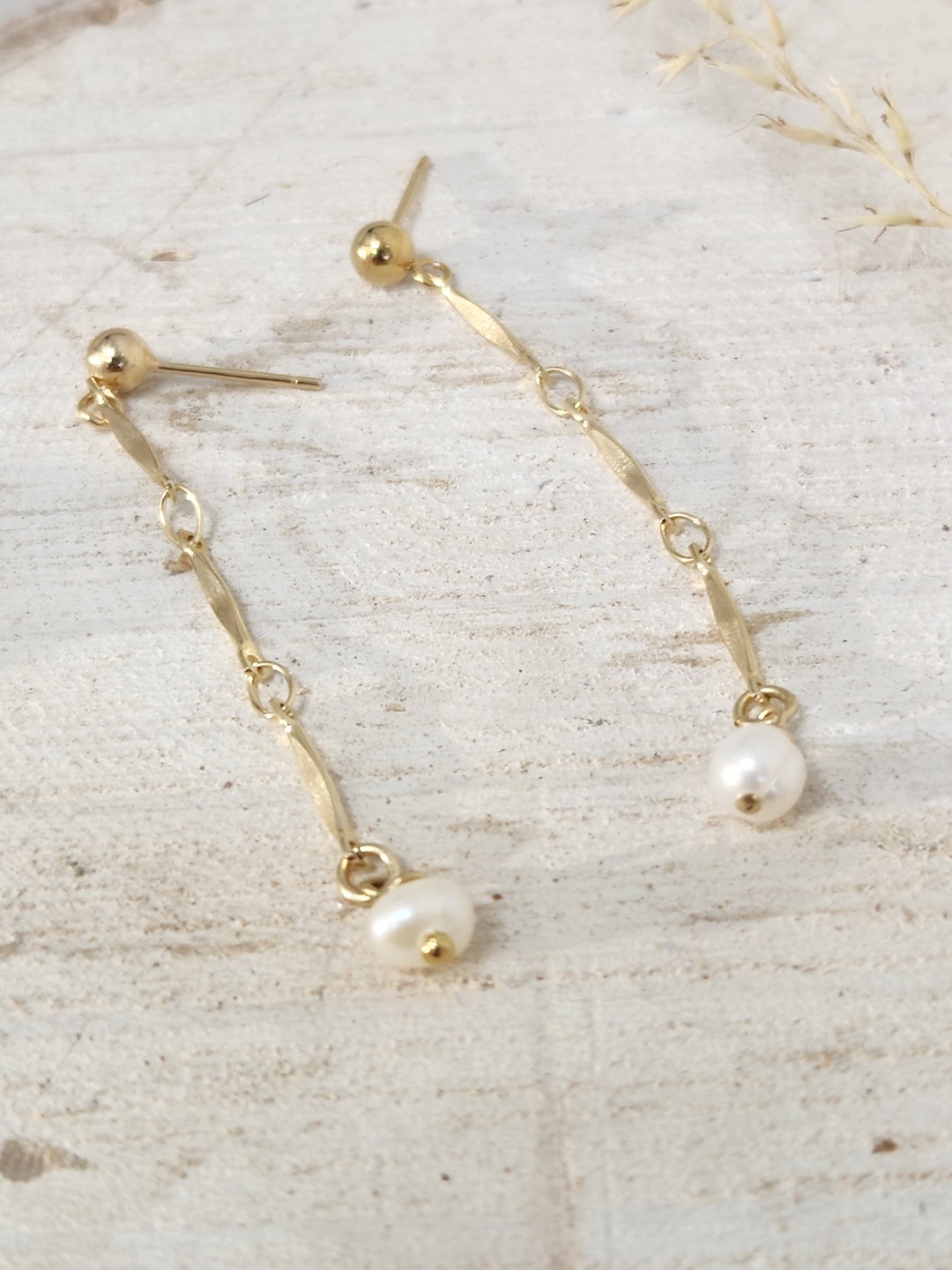Dainty Pearl Earrings, Gold Chain and Pearl Earring,long Gold Earrings ...