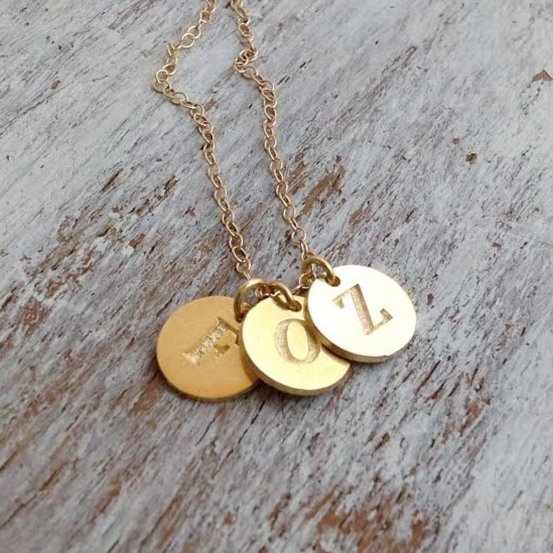 Personalized Initial Necklace, Gold Disc Initial Necklace, Bridesmaid ...