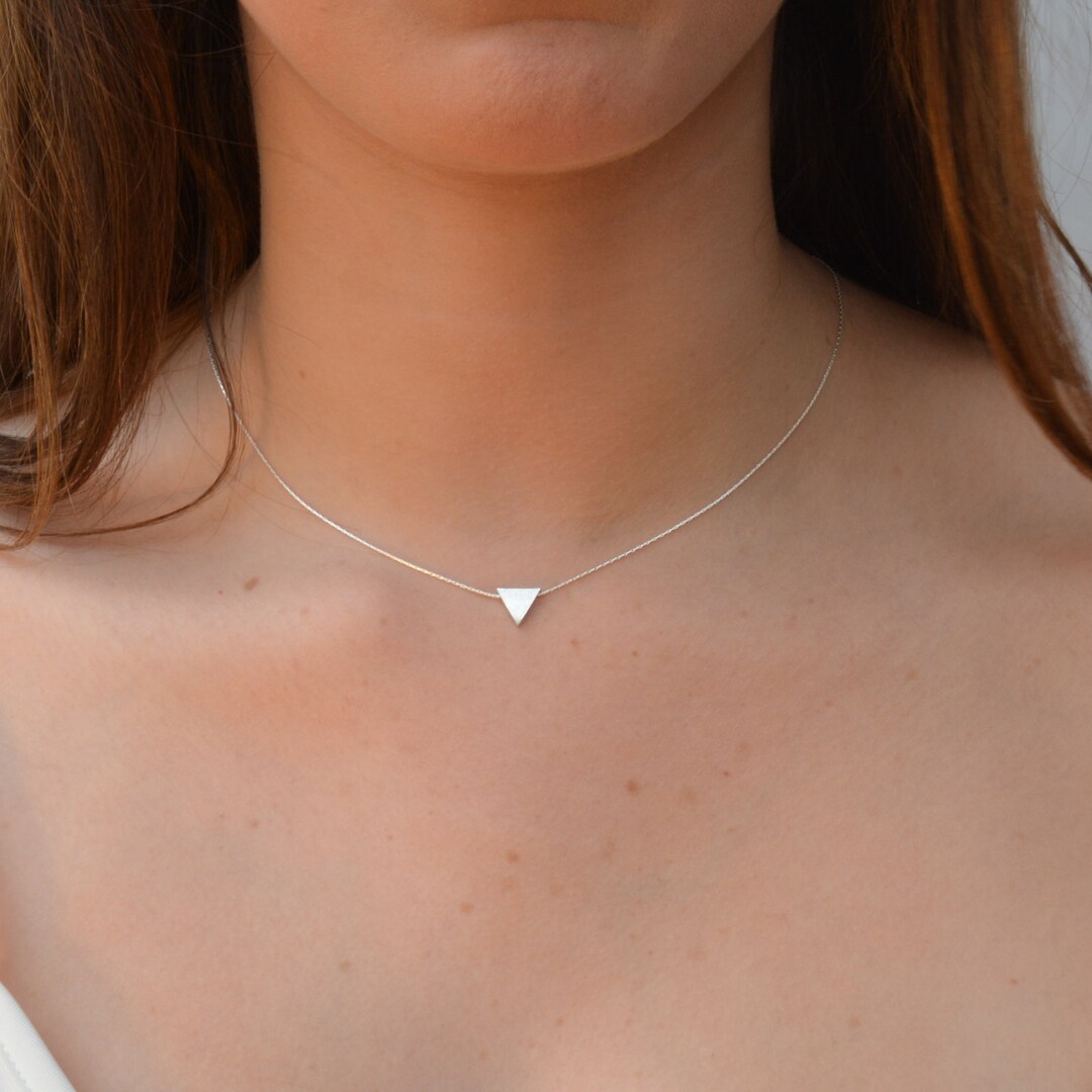 Triangle Necklace,silver Triangle,geometric Necklace,silver Necklace ...