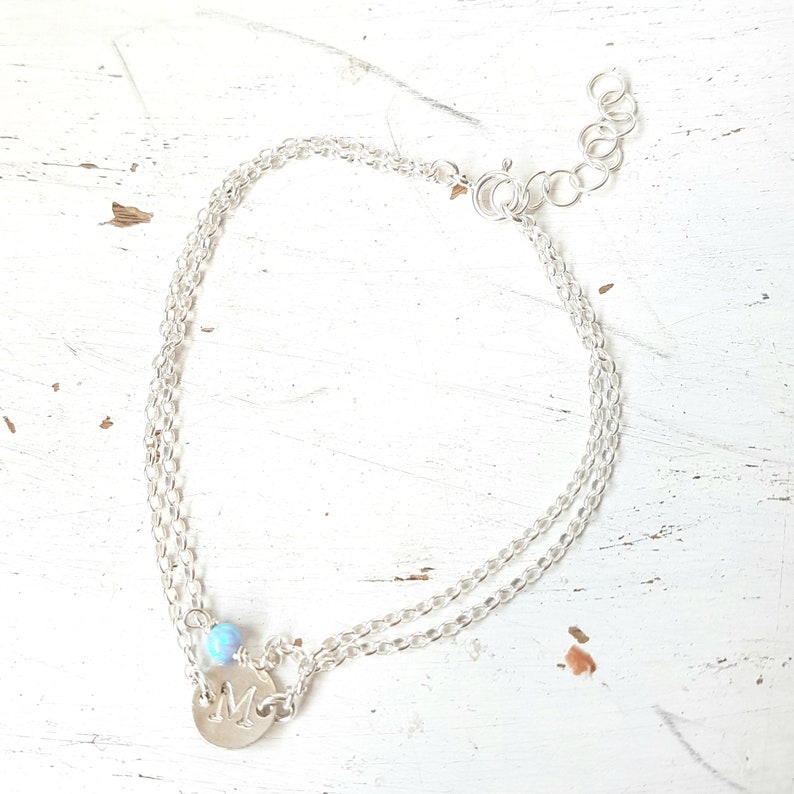Initial Anklet,personalized Anklet,dainty Anklet,minimalist,opal Anklet ...
