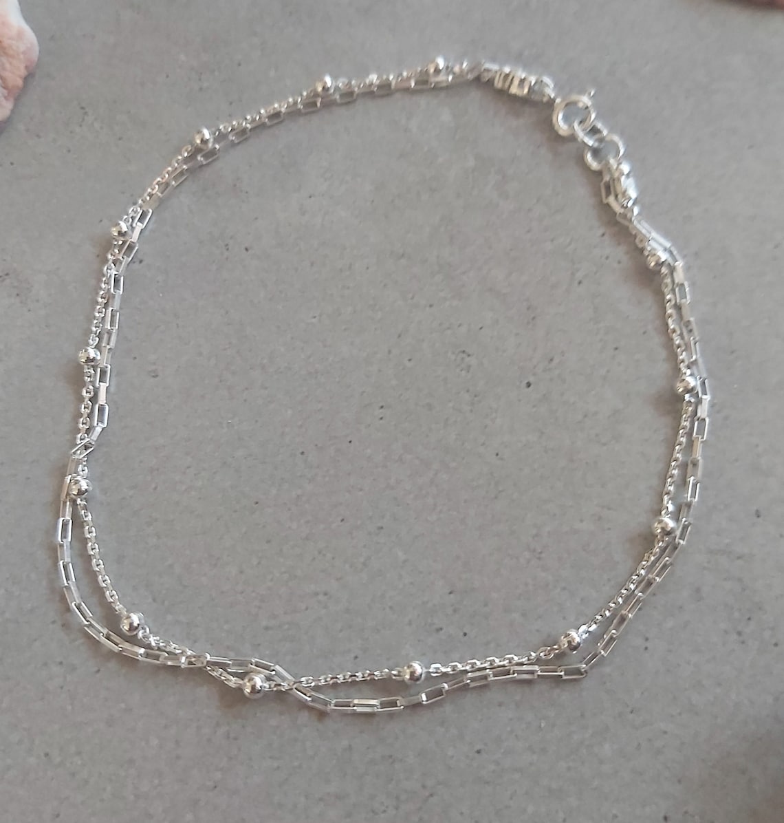 Sterling Silver Anklet, Layered Anklet, Double Chain Anklet, Ankle ...