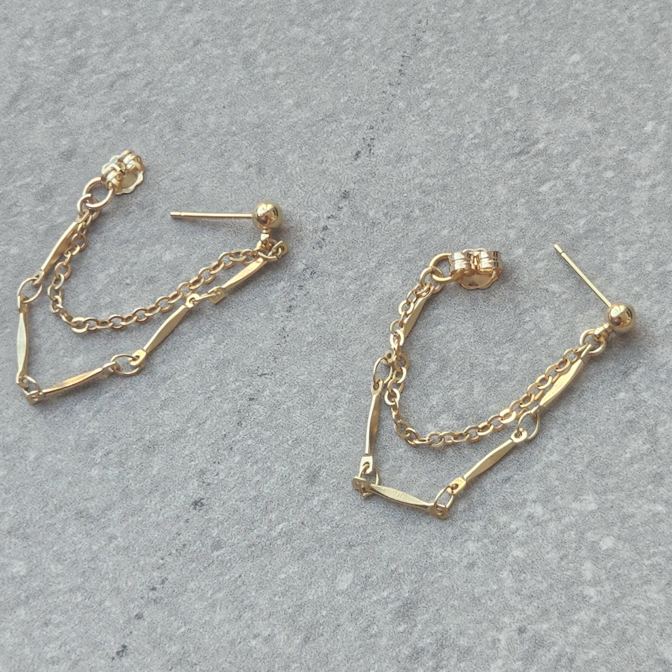 Dainty Chain Earring, Chain Stud Earrings, Minimalist Chain Earring ...